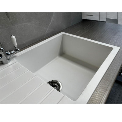 Liquida LG100WH 1.0 Bowl Granite Reversible Inset White Kitchen Sink ...
