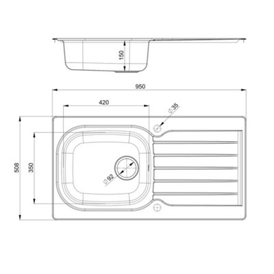 Liquida LSS100 1.0 Bowl Reversible Inset Stainless Steel Kitchen Sink ...