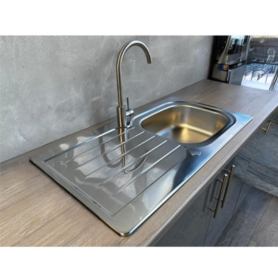 Liquida LSS100 1.0 Bowl Reversible Inset Stainless Steel Kitchen Sink ...