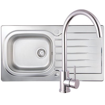 Liquida LSS100 1.0 Bowl Stainless Steel Kitchen Sink With Taravo Chrome Tap
