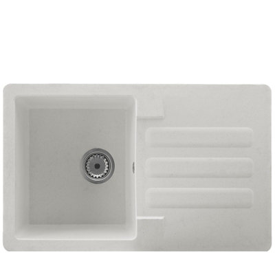 Liquida VG5WH 1.0 Bowl Composite Reversible Inset White Kitchen Sink ...