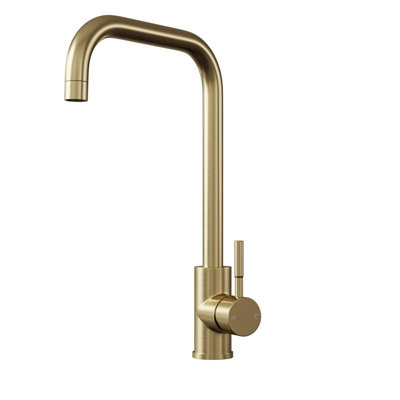 Liquida VT71BR Brushed Brass Single Lever Square Neck Swivel Spout ...