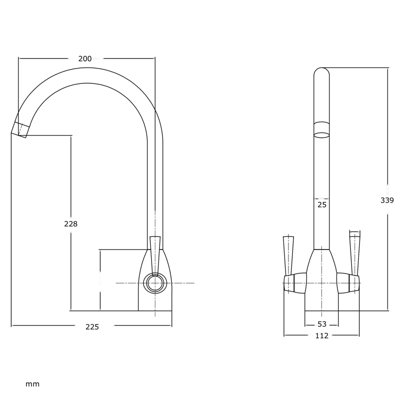 Liquida W05GM Swan Neck Monobloc Twin Lever Gun Metal Grey Kitchen ...
