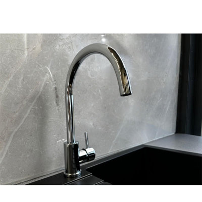 Liquida W06CH Chrome Swan Neck Single Lever Kitchen Mixer Tap