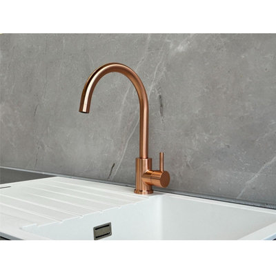 Liquida W06CP Swan Neck Monobloc Single Lever Copper Kitchen Mixer Tap