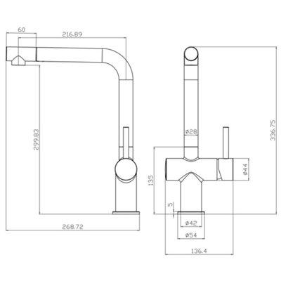 Liquida W15BN Brushed Nickel Single Lever Pull Out Spray Kitchen Mixer Tap