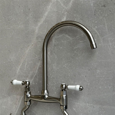 Liquida W23BN Traditional Two Hole Bridge Lever Brushed Nickel Kitchen ...