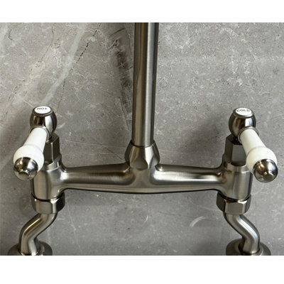 Liquida W23BN Traditional Two Hole Bridge Lever Brushed Nickel Kitchen ...