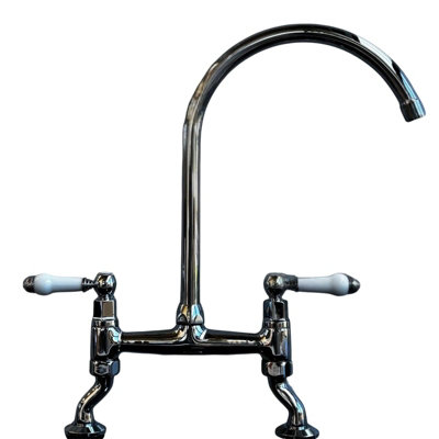 LIQUIDA W23CH CHROME TRADITIONAL TWO HOLE BRIDGE LEVER KITCHEN MIXER TAP