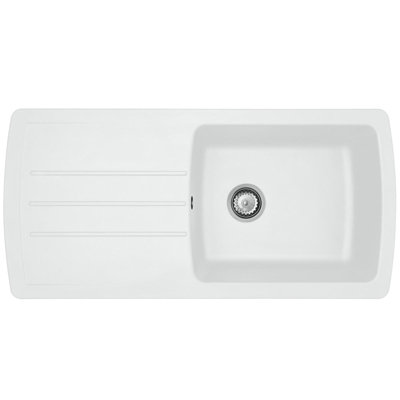 Liquida ZEN100WH 1.0 Bowl BIO Composite Reversible White Kitchen Sink ...