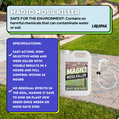 Liquipak Magic Moss Killer Remover 5L for Paths & Patios + Hose Trigger ...