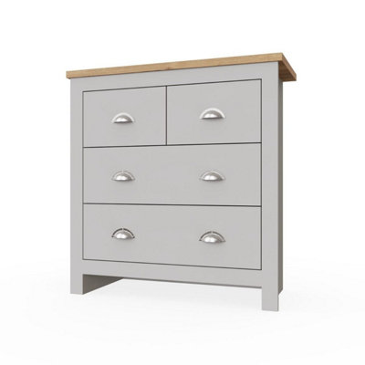 Lisbon Light Grey Bedroom Chest of Drawers 2+2 4 Drawer Storage Cabinet ...