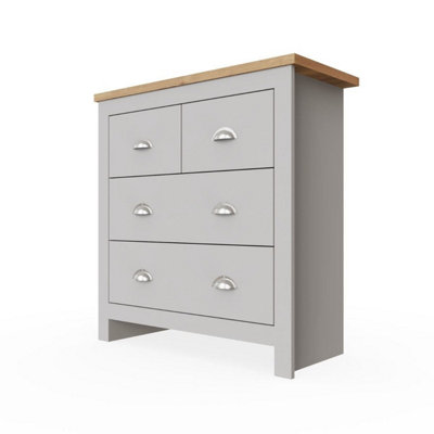 Lisbon Light Grey Bedroom Chest of Drawers 2+2 4 Drawer Storage Cabinet ...