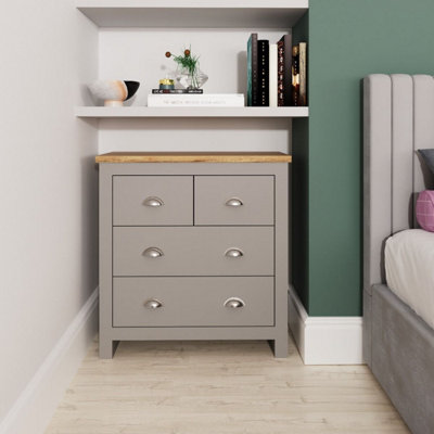 Lisbon Light Grey Bedroom Chest of Drawers 2+2 4 Drawer Storage Cabinet ...