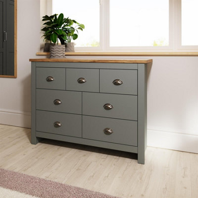 Lisbon Light Grey Bedroom Chest of Drawers 3+4 7 Drawer Storage Cabinet ...