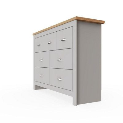 Lisbon Light Grey Bedroom Chest of Drawers 3+4 7 Drawer Storage Cabinet ...
