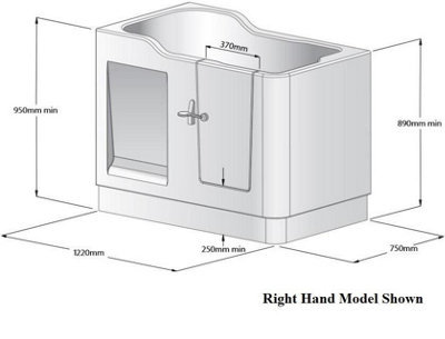 Lisna Waters Bavaro Right Hand Deep Soak Walk In Bath 1220mm x 750mm ...