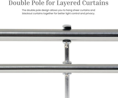Lister Cartwright Double Curtain Extendable Pole Set with Chrome Ball ...