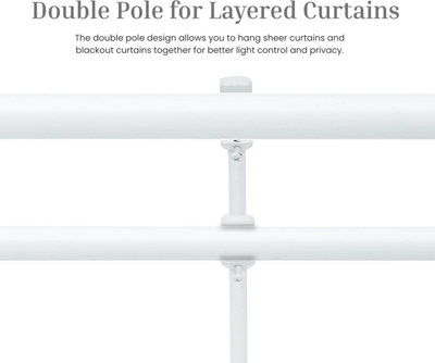 LISTER CARTWRIGHT DOUBLE CURTAIN FIXED POLE SET WITH WHITE BALL FINIALS ...