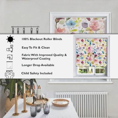 Lister Cartwright Floral Autumn Patterned Roller Blinds (100 x 160 cm ...