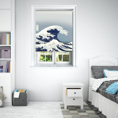Lister Cartwright Hokusai Wave Design Blackout Roller Blinds Windows ...