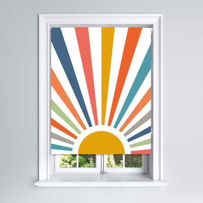 Lister Cartwright Painted Sun Design Blackout Roller Blinds Windows ...