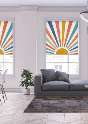 Lister Cartwright Painted Sun Design Blackout Roller Blinds Windows ...