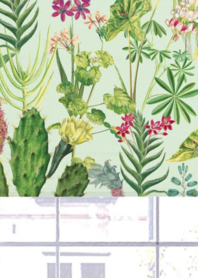 Lister Cartwright Tropical Plants Roller Blinds (110 x 160 cm) Blackout ...