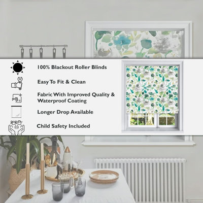 Lister Cartwright Tropical Plants Roller Blinds (110 x 160 cm) Blackout ...