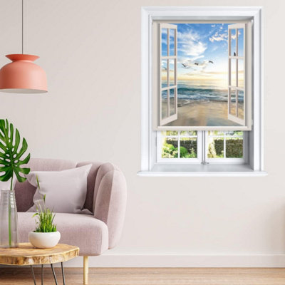 Lister Cartwright Window Beach View Scenic Design Blackout Roller ...