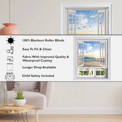 Lister Cartwright Window Beach View Scenic Design Blackout Roller ...