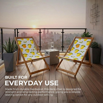 Lister Cartwright Wooden Folding Deck Chair with Fabric Sling(Lemon ...