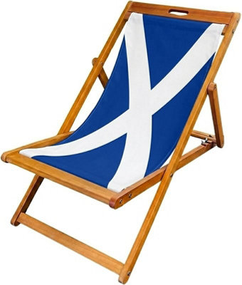 Lister Cartwright Wooden Folding Deck Chair with Fabric Sling(Scotland ...