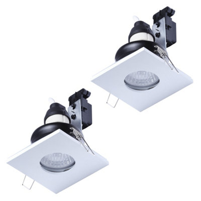 Litecraft 2 Pack White IP65 Square Fixed Recessed Downlighters