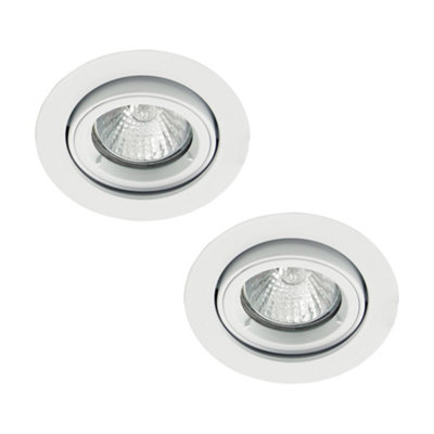 Litecraft 2 Pack White Modern IP20 Fire Rated Adjustable Downlights ...