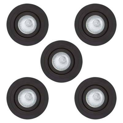 Litecraft 5 Pack Matte Black Modern Bathroom IP65 Circular Tiltable ...