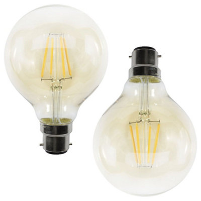 Litecraft B22 4W Pack of 2 Gold Tint Warm White Vintage Filament Globe ...
