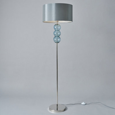 Litecraft Ball Stack 1 Light Blue with Grey Shade Floor Lamp