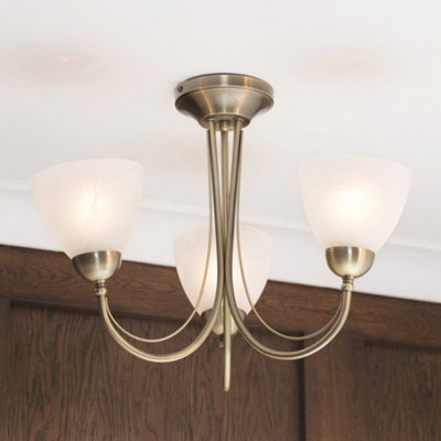 Litecraft Barcelona Antique Brass 3 Arm Ceiling Light | DIY at B&Q