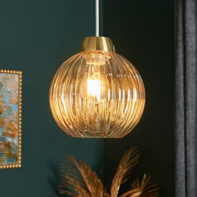 Litecraft Clara Champagne Ribbed Glass Easy Fit Lamp Shade