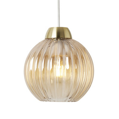Litecraft Clara Champagne Ribbed Glass Easy Fit Lamp Shade