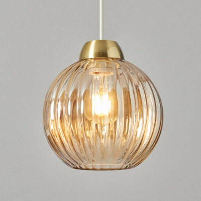 Litecraft Clara Champagne Ribbed Glass Easy Fit Lamp Shade