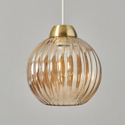 Litecraft Clara Champagne Ribbed Glass Easy Fit Lamp Shade