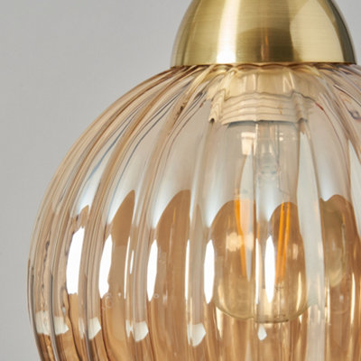 Litecraft Clara Champagne Ribbed Glass Easy Fit Lamp Shade