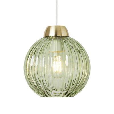 Litecraft Clara Green Ribbed Glass Easy Fit Lamp Shade