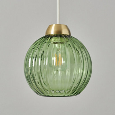 Litecraft Clara Green Ribbed Glass Easy Fit Lamp Shade