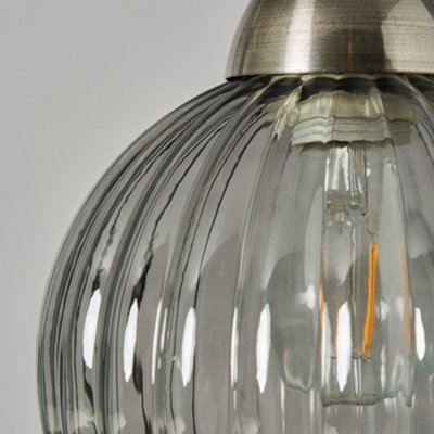 Litecraft Clara Smoke Ribbed Glass Easy Fit Lamp Shade