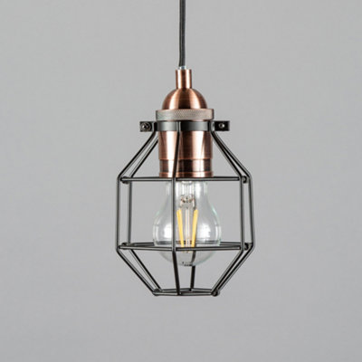 Litecraft Copper Beca Black Cable Plug In Ceiling Pendant | DIY at B&Q