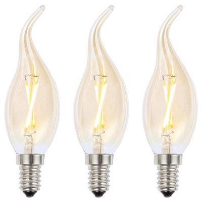 Litecraft E14 2W Pack of 3 Gold Tint Warm White Vintage Filament Candle ...
