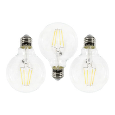 Litecraft E27 4W Pack of 3 Warm White Vintage Filament Globe LED Light ...